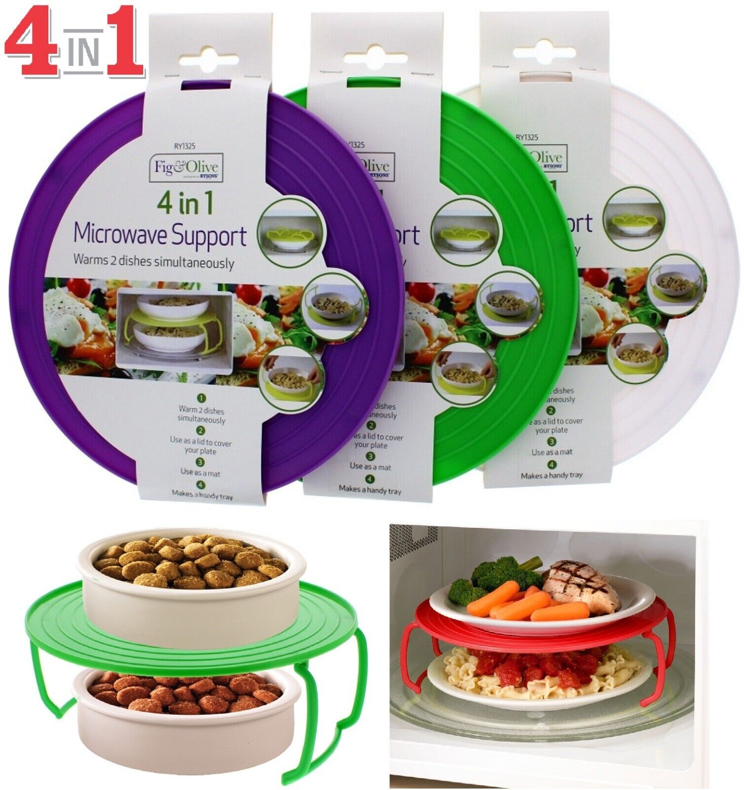 Beclen Harp 4 In 1 Microwave Support Food/Dish/Plate Stand Stacker Tray ...