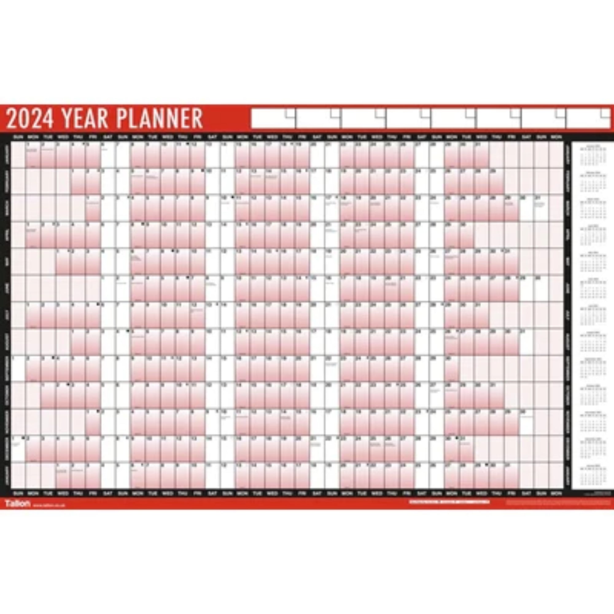 Beclen Harp 2024 Large A1 Full Year Wall Planner Unmounted Laminated ...